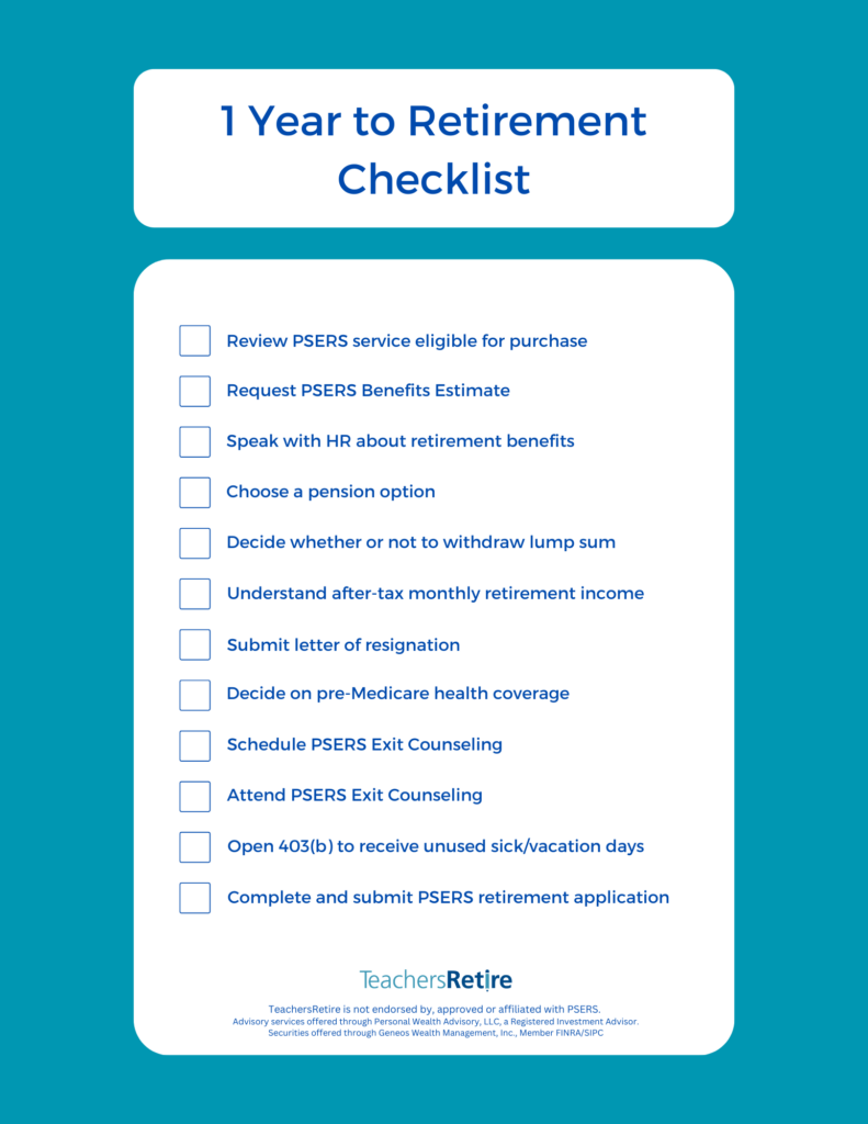 Download the checklist for Future PSERS Retirees